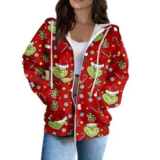 Generic Le Grinch Sweat A Capuche Femme Pyjama Costume Adulte Oversize Christmas Pilou Deguisement Noël Plaid Pull Polaire De 2025 The Femmes Sweatshirts Vête