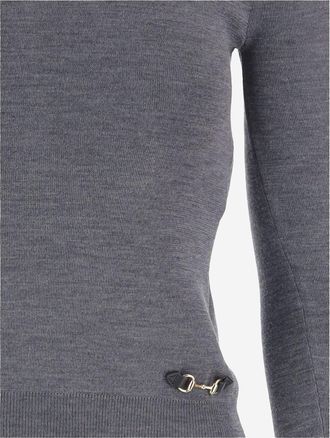 Gucci Wool With Clamp Detail Sweater - Gray