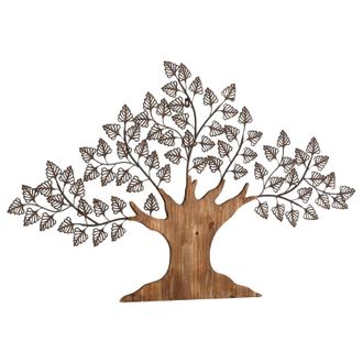 twentyfour home24 Wandobjekt Laubert Eisen, pulverbeschichtet Massivholz Pinie, gebeizt Braun 117 x 70 x 3cm