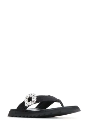 Roger Vivier Womens Slidy Flip Flat Black High Heel Shoes