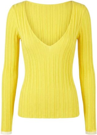 Trussardi Pull en maille c&ocirc;tel&eacute;e - Femme - Pulls - Jaune - Taille: 36 FR