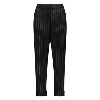 Lorena Antoniazzi Gestreifte Wollhose mit Umschlag - - Trousers - Damen - Schwarzk - XS