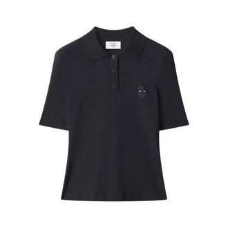 Maison Kitsun&eacute; Fox Head Regular Polo - - Tops - Damen - Schwarzk - XS