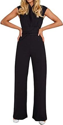 Generic Barboteuse ample une pi&egrave;ce pour femme - Combinaison &agrave; jambe large pour femme - Tenue &agrave; jambe droite - Combinaison &agrave; bretelles - Combinaison d&eacute;t&eacute; taill