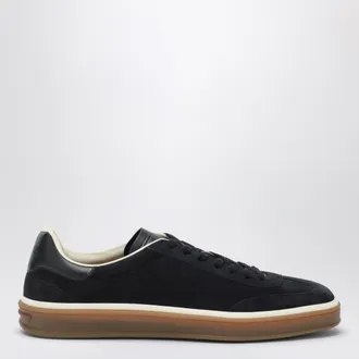 Loro Piana Sneaker Tennis Walk navyblau aus Veloursleder