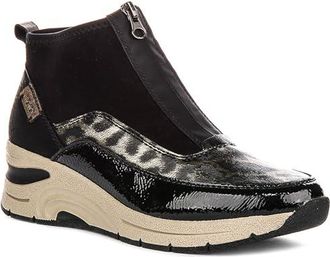 Rieker Boots noires avec imprim&eacute; l&eacute;opard &agrave; talon semi-compens&eacute;e et &agrave; zip central - Taille numeric_39