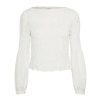Cream Feminine Bluse mit Puff&auml;rmeln - - Blouses & Shirts - Damen - Beige - 3XL
