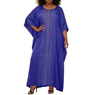 Generic 2026 afrikanische deko afircan Applique robe col bateau mousseline robe taille unique, Bleu 13., Taille unique