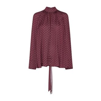 Rotate Kitty Satin Polka Dot Shirt - - Blouses & Shirts - Damen - Rot - XS
