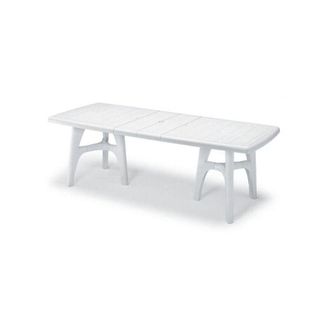 Scab Table de jardin extensible en r&eacute;sine blanche 220x95 cm - R&eacute;sistante aux intemp&eacute;ries et moisissures - Id&eacute;ale pour repas en ext&eacute;rieur - Scab