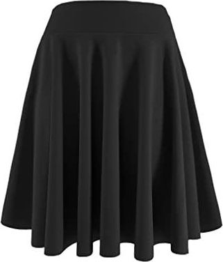JOPHY & CO. Jupe femme plissée Midi polyvalente taille élastique, Noir, L