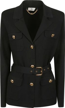 Elisabetta Franchi Femme, Vestes, Noir, Taille: 38 FR Veste &agrave; manches longues