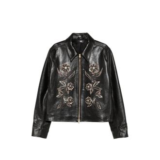 Amiri Floral-embroidered Leather Jacket