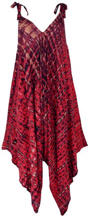 Guru Shop Boho Batik Jumpsuit, Sommer Overall, Hosenkleid - Rot/schwarz, Damen, Synthetisch