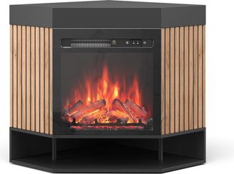 Vicco Elektrokamin Lynea, Schwarz, 100 cm mit realistischem Flammeneffekt und Heizung 1800W