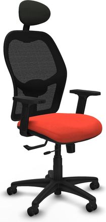 Piqueras y Crespo Schreibtischstuhl mit 2D-Armen, h&ouml;henverstellbarer Lendenwirbelst&uuml;tze und festem Kopfteil, ausgestattet mit Syncro/Traslack und Schneideschaum, Schwar