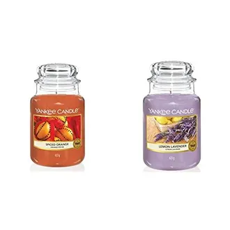 Yankee Candle Company Duftkerze im großen Jar, Lemon Lavender, Brenndauer bis zu 150 Stunden & Duftkerze| Spiced Orange | Brenndauer bis zu 150 Stunden|Große Kerze im Glas