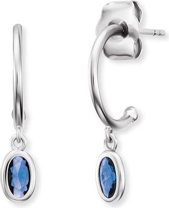 Engelsrufer Damen Creole aus Sterling Silber - besetzt mit 2 blauen Zirkonia Steinen - Steckverschluss - nickelfrei - 18mm