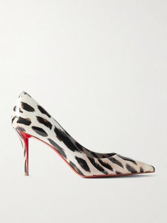 Christian Louboutin Miss Z Gigi 80 Pumps Mit Spitzer Kappe Aus Lackleder Mit Leopardenprint - Animal-Print