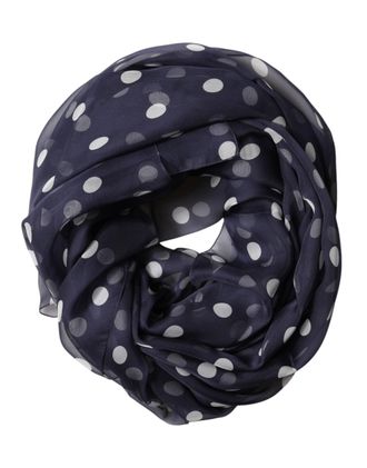 Dolce & Gabbana Mens Blue Polka Dot Silk Neck Wrap Shawl 205cm X 132cm Scarf