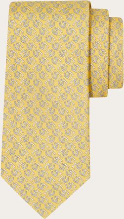Ferragamo Herren Seidenkrawatte mit Good-Luck-Print Gelb