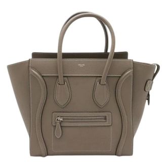 Celine Pre-owned Luggage Micro Shopper Tote Bag Leather - Femme - Pre-owned - Gris - Taille: ONE Size