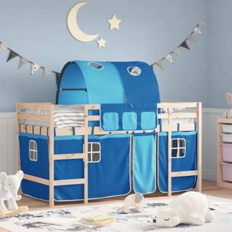vidaXL Vidaxl - Lit mezzanine enfants avec tunnel bleu 90x200cm bois pin massif