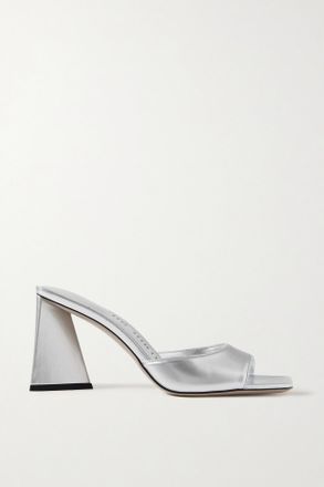 The Attico Mules En Cuir M&eacute;tallis&eacute; Devon Mini - Argent&eacute;