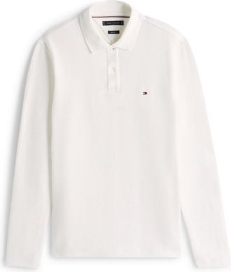 Tommy Hilfiger Langarm-Poloshirt aus merzerisierter Fischgrät-Buamwolle in