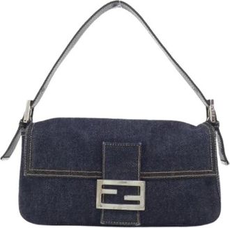 Fendi Sac bandouli&egrave;re Baguette Pre-owned en denim - Femme - Pre-owned - Bleu - Taille: ONE Size