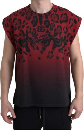 Dolce & Gabbana Rotes Leopard Print Tank Top - - Tops - Herren - Mehrfarbig - S