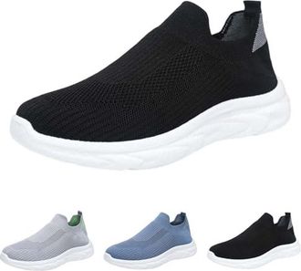 Generic Chaussures de fitness pour homme - Chaussures de sport &agrave; enfiler - Respirantes - Couleur unie - Semelle blanche - Chaussures de marche pour le quotidi