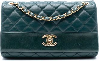 Chanel Hobo Bags - Medium Quilted Calfskin Soft Elegance Flap - Gr. unisize - in Gr&uuml;n - f&uuml;r Damen