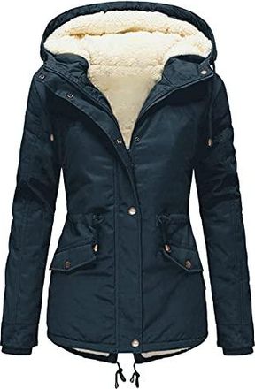 Generic FNKDOR Manteau Femme Hiver Chaud &eacute;Pais Doublure en Peluche Parka Veste Slim Fit Trench Coat Zipp&eacute; Coupe-Vent avec Capuche Outercoat Blousons avec Ferm