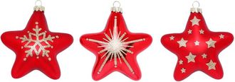 Magic Bodyfashion Christbaumschmuck Sterne Glas | Set 3 Sterne 8cm | Weihnachtskugeln Christbaumkugeln Stern-Form (Merry Red // klassisches rot)
