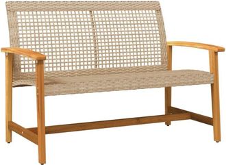 vidaXL Banc de jardin beige 112 cm r&eacute;sine tress&eacute;e et bois dacacia