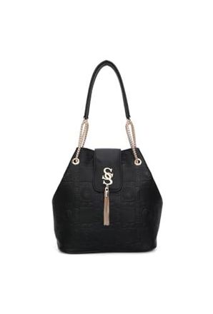 Generic Sac &agrave; main pour femme, sac de travail en similicuir tendance, Noir, 30 x 15.5 x 28 cm