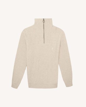 Faguo Pull camionneur laine beige chin&eacute; - ARDENNE