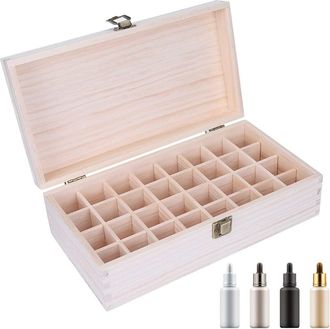 ZJchao Aufbewahrungsbehälter Für Ätherische Öle Aus Holz, Ätherisches Öl Box, Großer Hölzerner Aufbewahrungsbox Für 5 Ml/10 Ml/15 Ml Aromaöle Ätherische Öle 