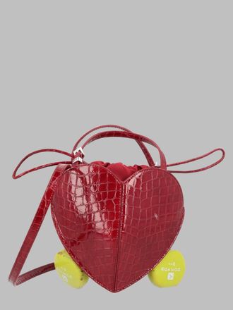 Rotate Womens Leather Handbag Heart Burgundy Handbags Hand Bags