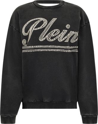 Philipp Plein Round Neck Sweatshirt Spiderweb Strass