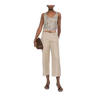 Brunello Cucinelli Cropped Hosen - - Trousers - Damen - Beige - M