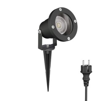 LEDs Com LED Gartenstrahler DUK schwarz mit Erdspieß für außen, Aluminium, inkl. GU10 Lampe 5,473W 468lm 30° warm-weiß