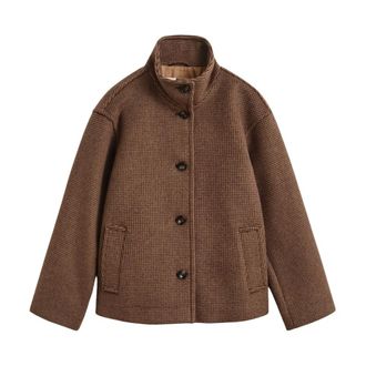 GANT Veste &agrave; carreaux en m&eacute;lange de laine - Femme - Vestes - Brun - Taille: 42 FR
