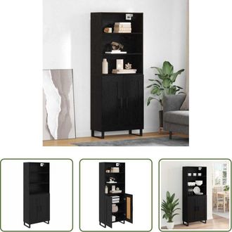 vidaXL Hochschrank Schwarz Eichen-Optik - Highboard Schwarz Eichen-Optik 69,5 x 34 x 180 cm Holzwerkstoff