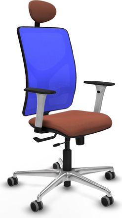 Piqueras y Crespo Idealer Arbeitsstuhl mit wei&szlig;en und schwarzen Armlehnen, h&ouml;henverstellbarer Lendenwirbelst&uuml;tze und festem Kopfteil, ausgestattet mit Syncro/Traslack. 