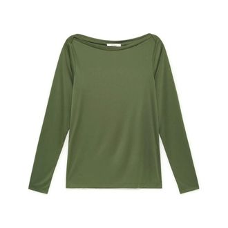 Maliparmi Maliparmi, Femme, Tops, Vert, Taille: 46 FR Plane Poly Jersey T-Shirt