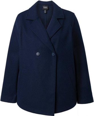Ulla Popken Sommerjacke Fleece-Cabanjacke A-Linie Reverskragen Langarm