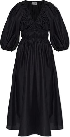 Matteau Femme, Robes, Noir, Taille: 38 FR Robe Boutonn&eacute;e Fronc&eacute;e D&eacute;collet&eacute; Plongeant