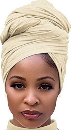 Dreshow Enveloppement de Cheveux pour Noir Femmes Écharpe Extensible Turban Élastique Écharpe Wrap de Cheveux Longs Turban Doux de Couleur